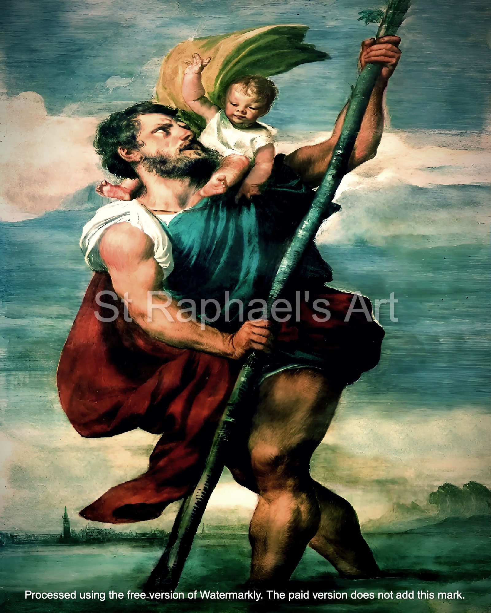 St Christopher Patron Saint of Travellers With Child Jesus Digital ...