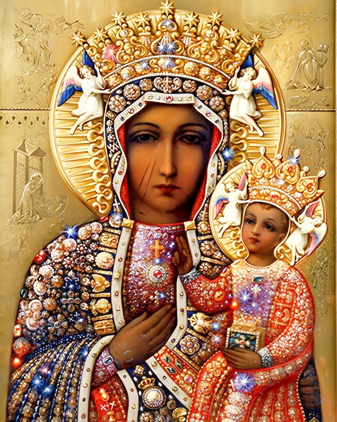 Our Lady of Częstochowa Black Madonna Queen of Poland Catholic Icon ...