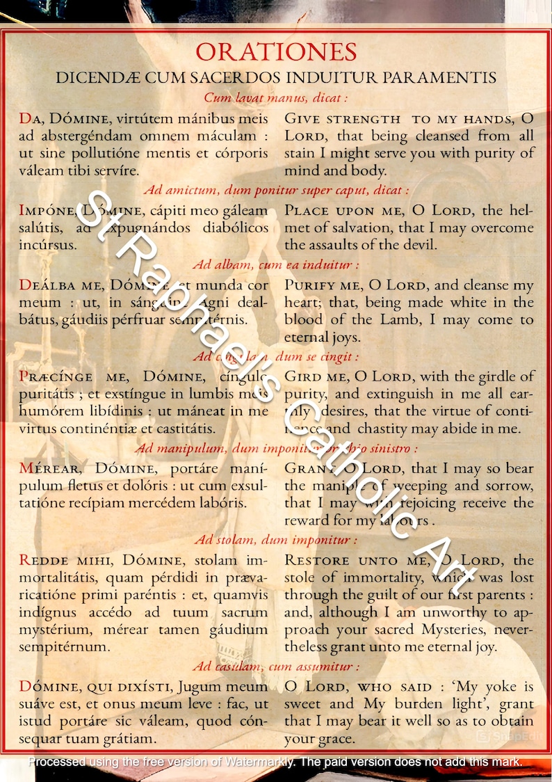 Latin Mass Prayers Before Mass Vesting Cards Traditional Latin Mass Pre ...