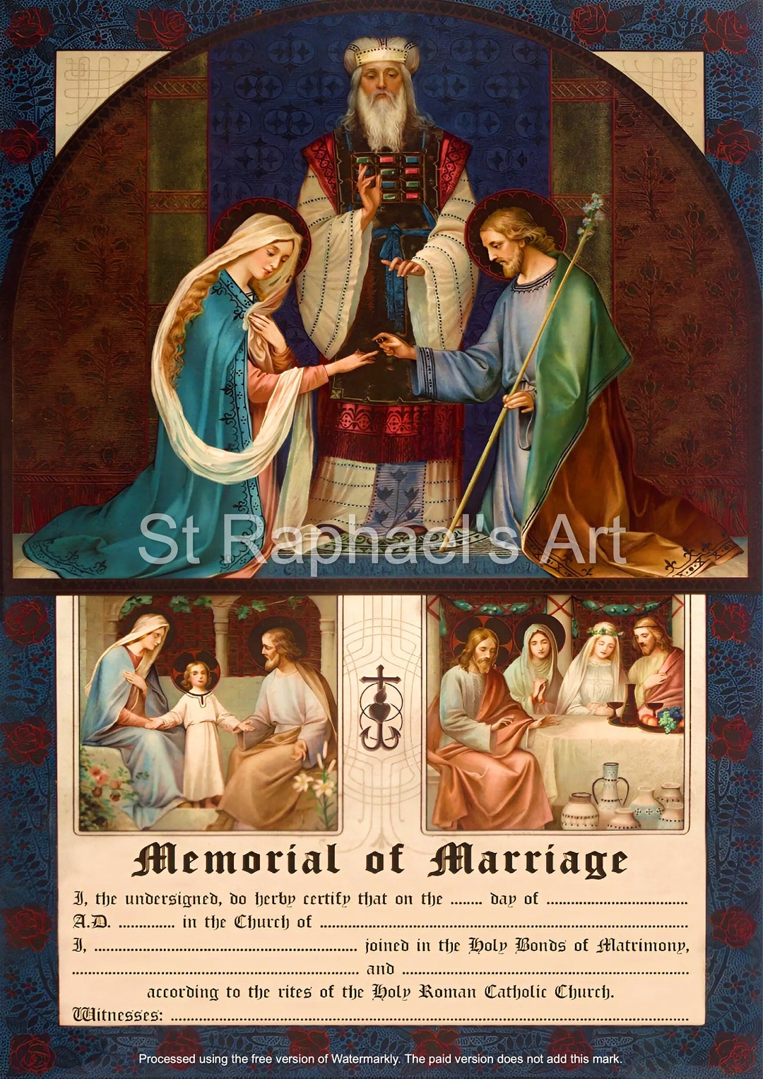 Marriage Certificate Catholic Traditional Digital Downloads - Etsy