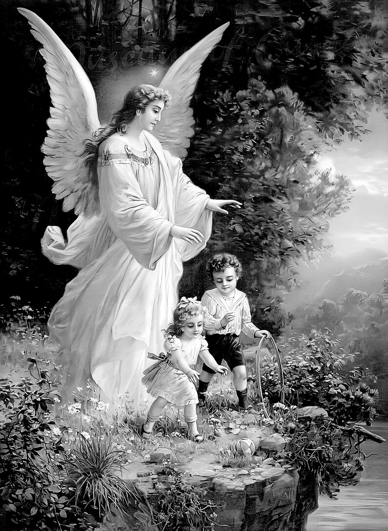 Guardian Angel Protection Children Catholic Art Stunning - Etsy
