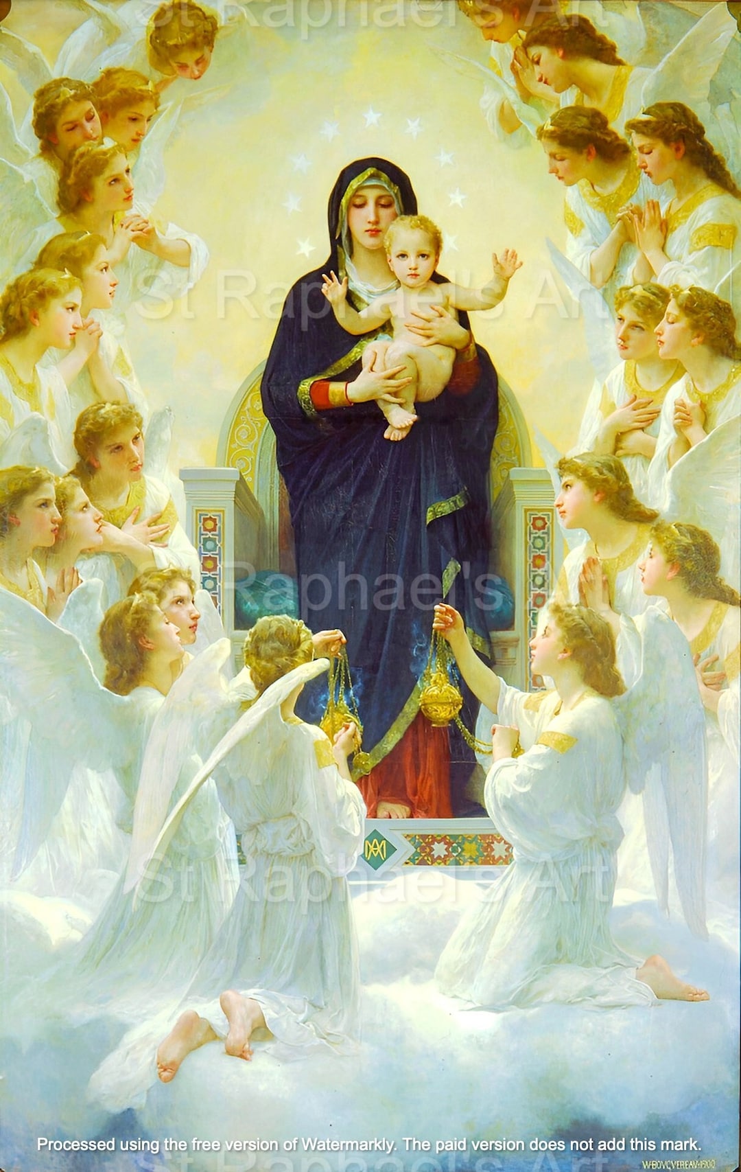 Our Lady Queen of Angels Heaven Virgin Mary Baby Jesus Catholic Art - Etsy