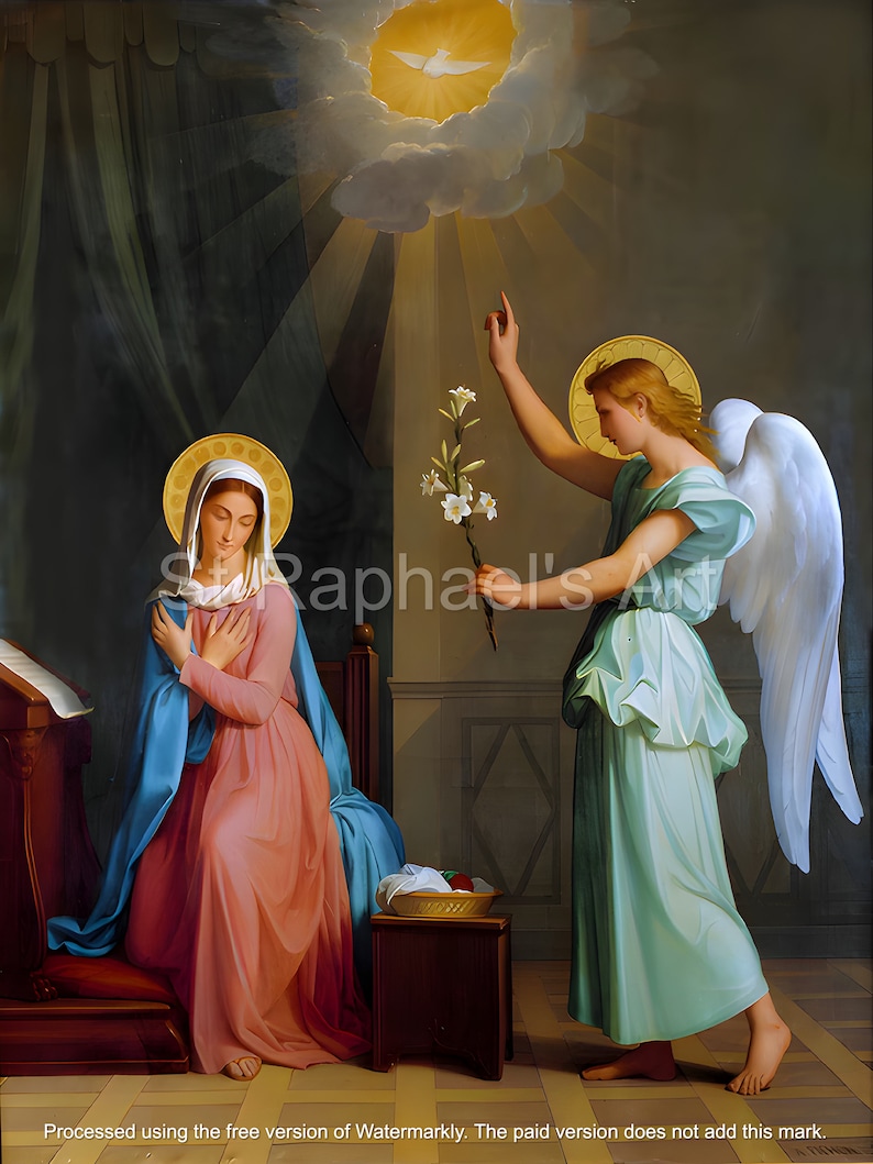 Annunciation Angel Gabriel Virgin Mary Catholic Feast Day Digital ...