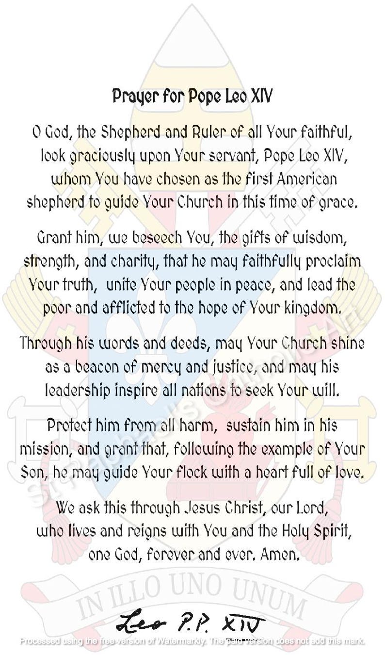 Pope Leo XIV Holy Prayer Cards Signature Church Parish First American ...