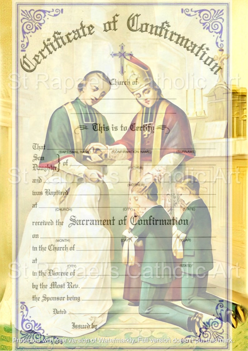 Confirmation Certificate Traditional Catholic Boys and Girls Digital ...