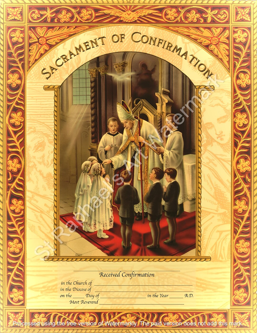 Confirmation Certificate Traditional Catholic Template for the Sacrament of the Holy Ghost - Etsy