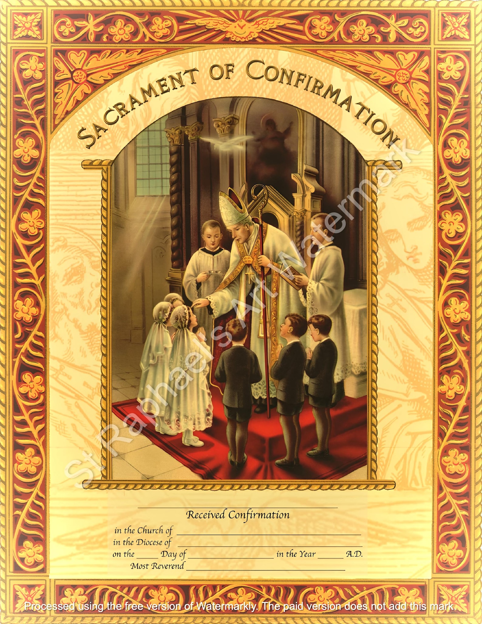 Confirmation Certificate Traditional Catholic Template for the ...