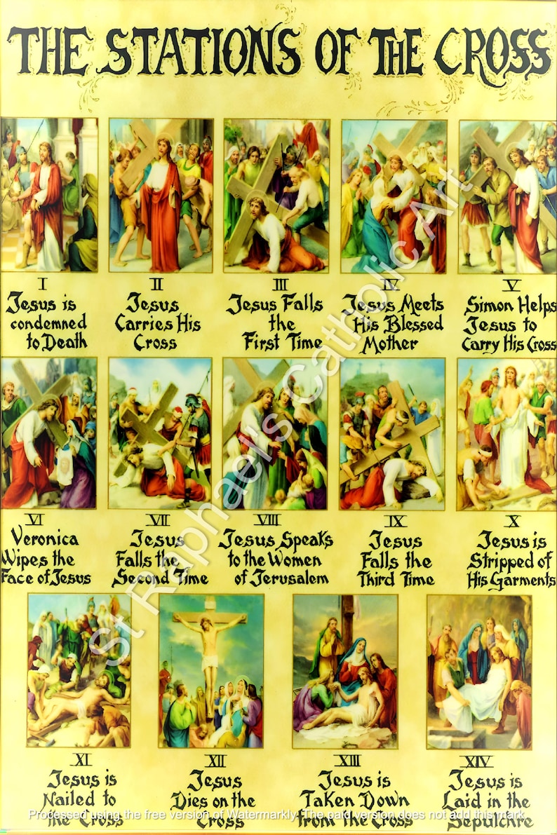 Stations of the Cross Catholic Lent Prayer Devotion Picture Poster for ...