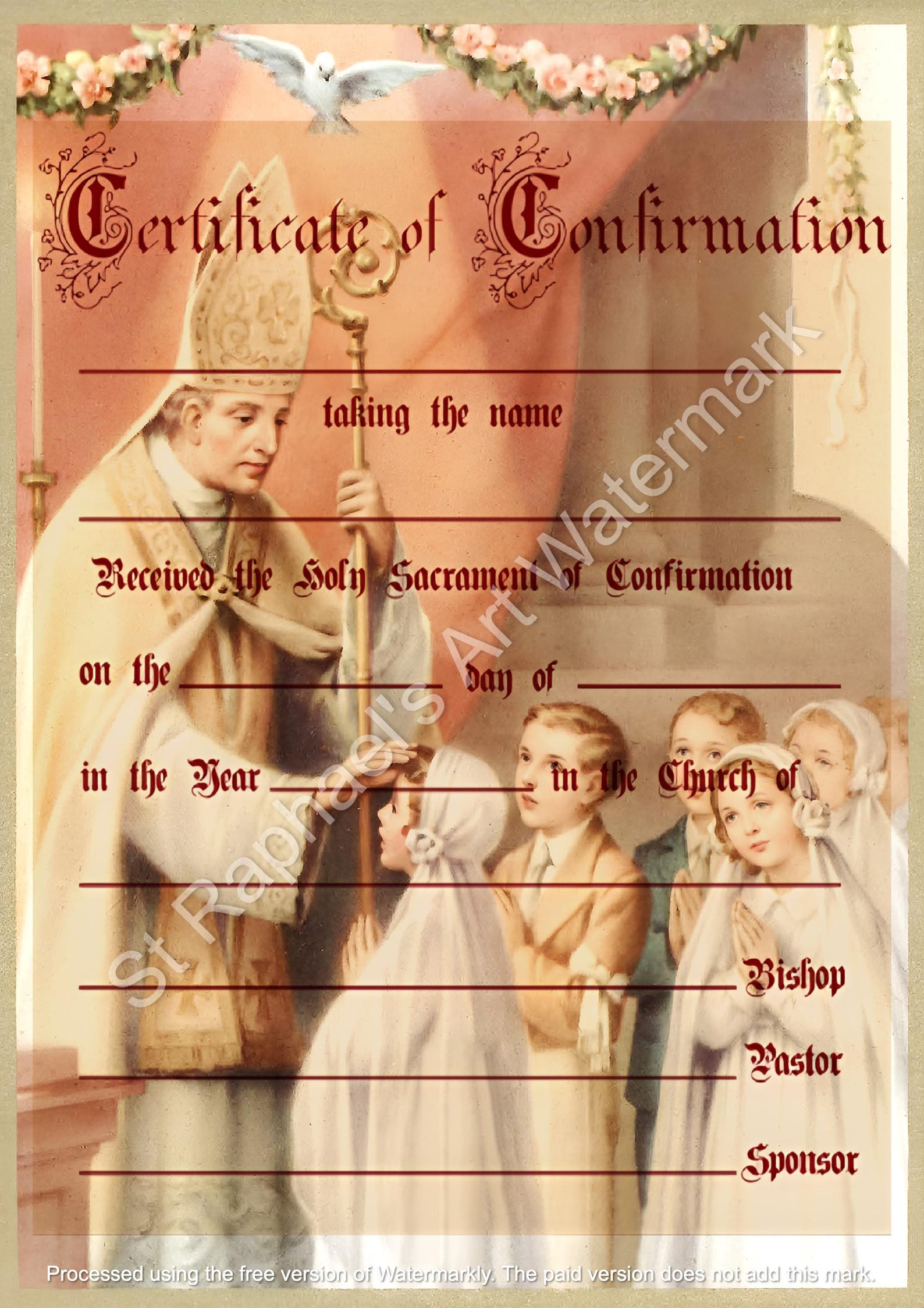 Confirmation Certificate Template Traditional Catholic Latin Mass Sacrament Digital Downloads - Etsy