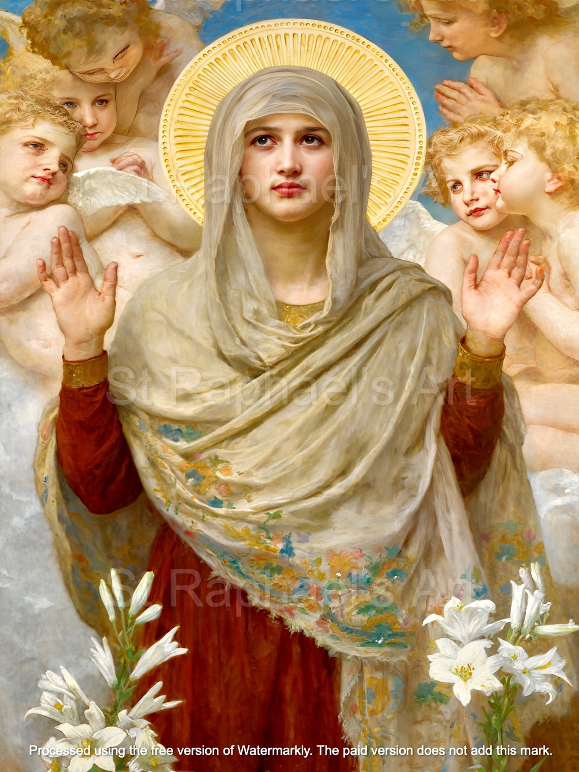 Our Lady Queen of Angels Pray for Us French Catholic Religious Art ...