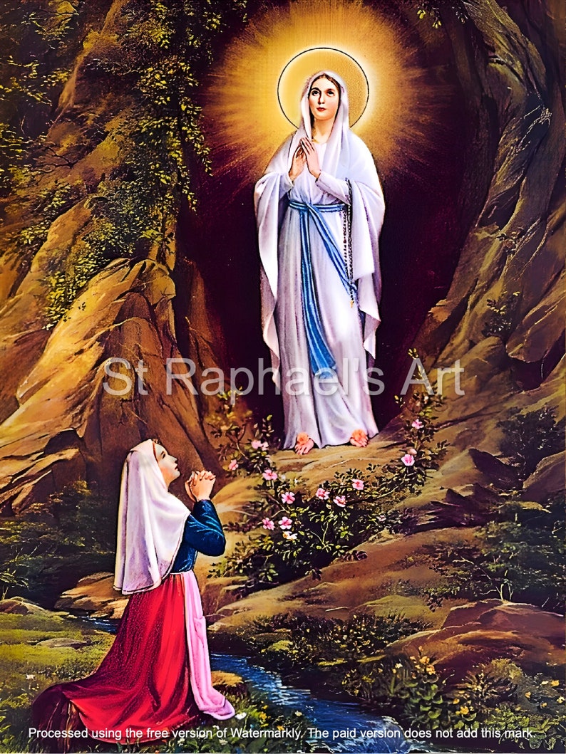 Our Lady of Lourdes Catholic Holy Pictures St Bernadette Apparition ...