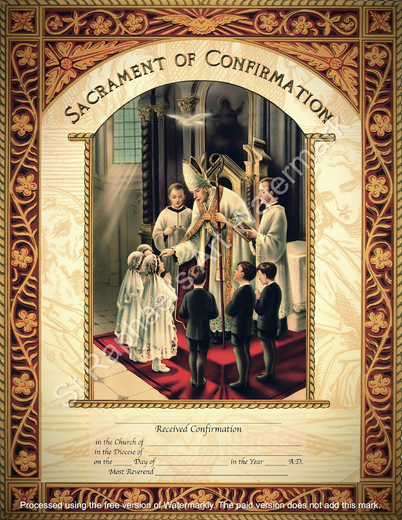 Confirmation Certificate Traditional Catholic Template for the ...