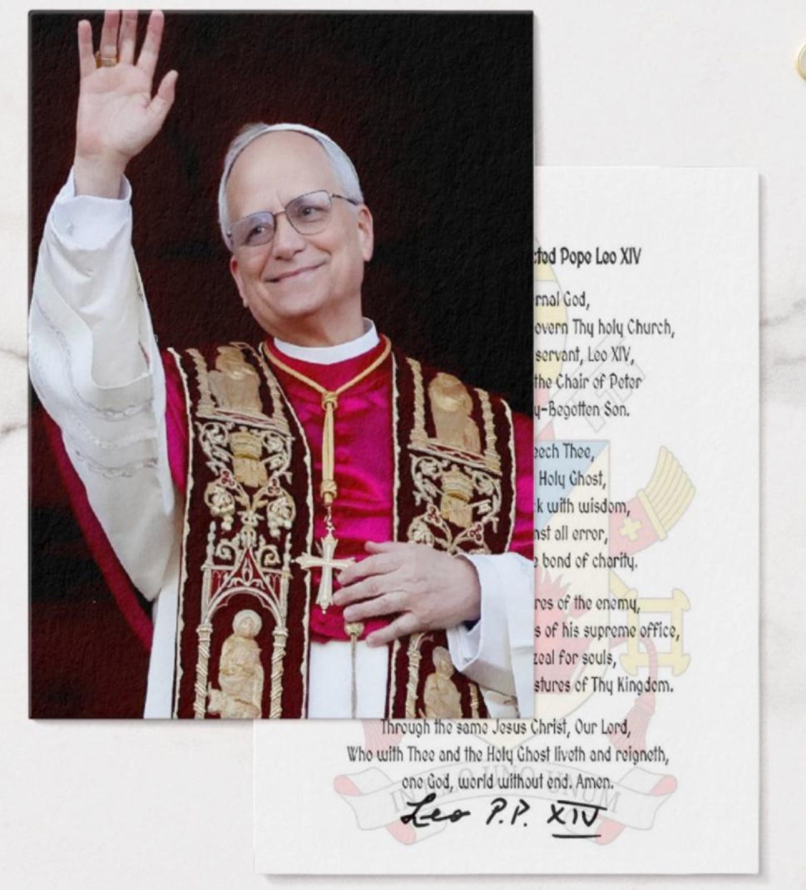 Pope Leo XIV Holy Prayer Cards Signature Church Parish First American ...