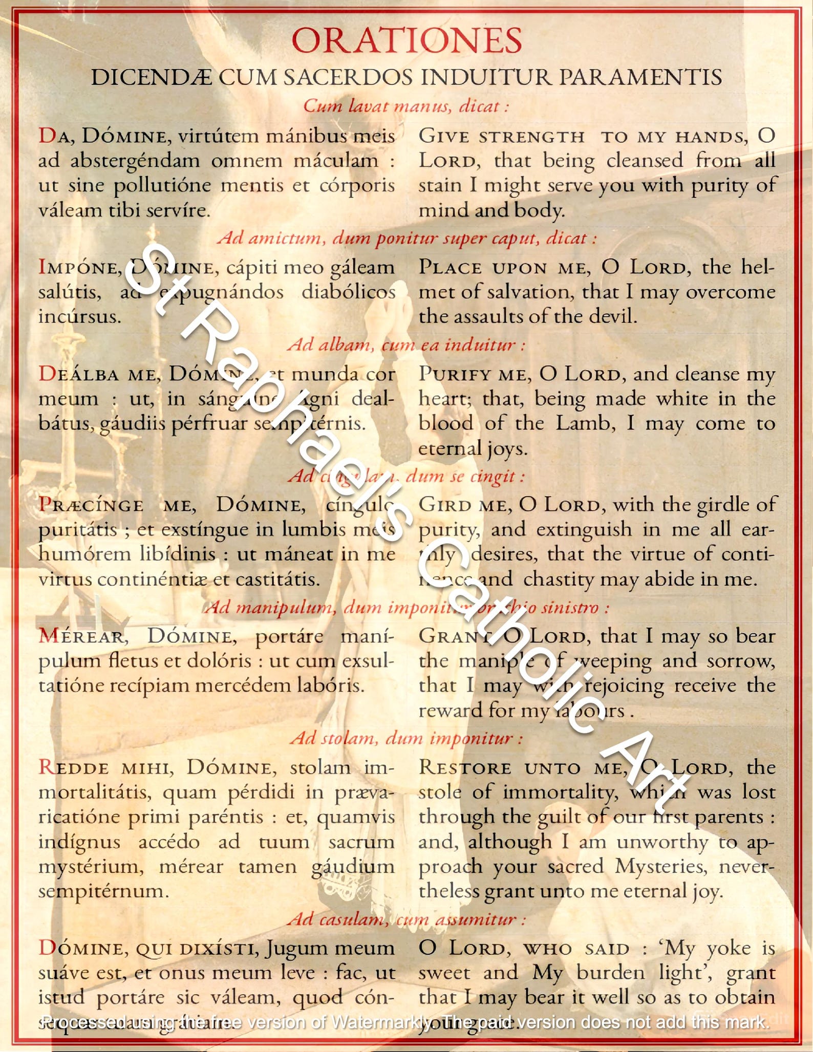 Latin Mass Prayers Before Mass Vesting Cards Traditional Latin Mass Pre ...