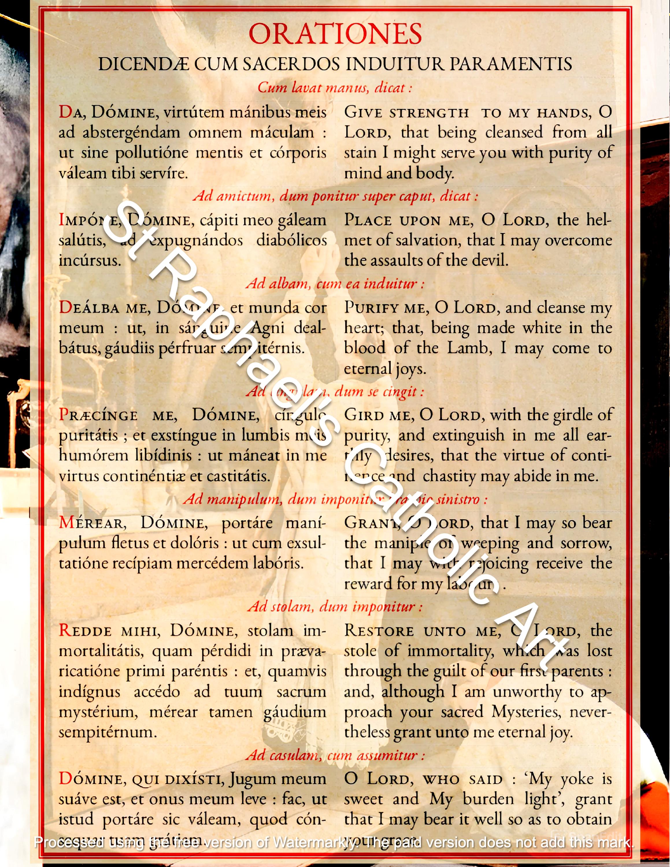 Latin Mass Prayers Before Mass Vesting Cards Traditional Latin Mass Pre ...
