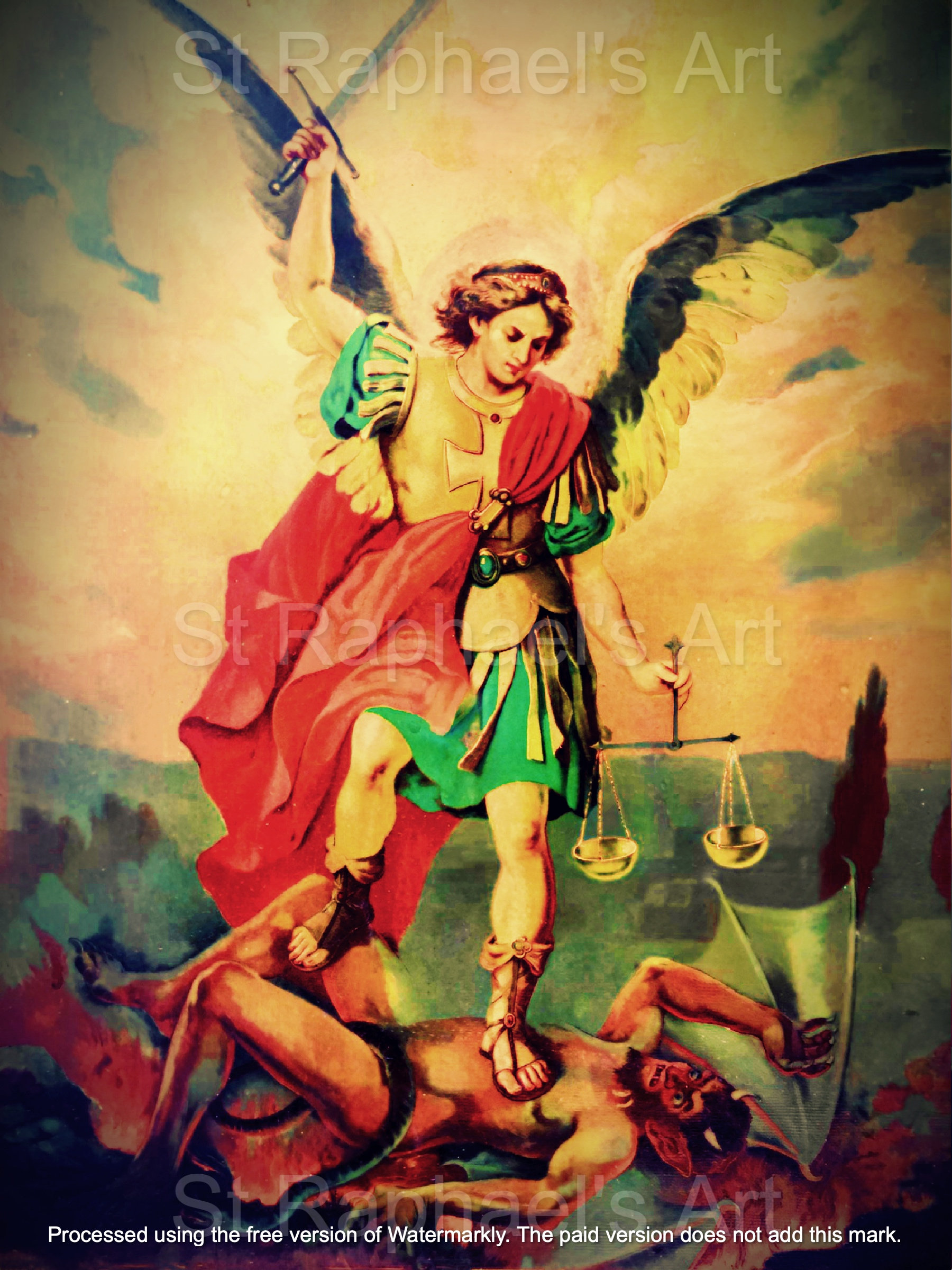 St Michael the Archangel Defeats Satan Traditional Catholic Defend Us ...