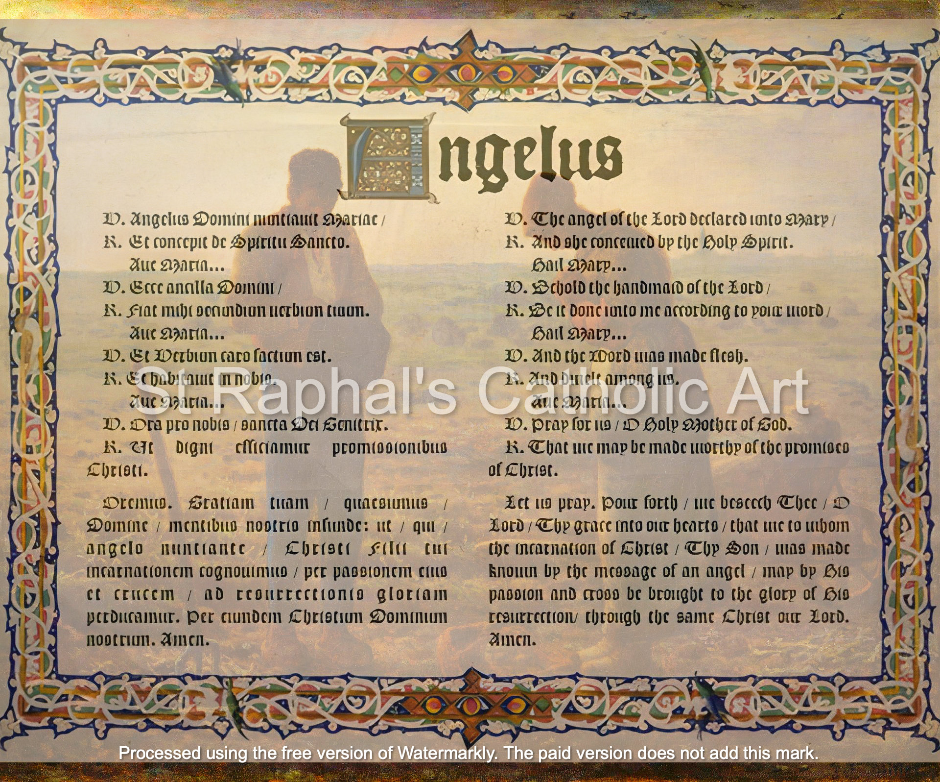 Catholic Angelus Prayer Card Traditional Latin and English - Etsy