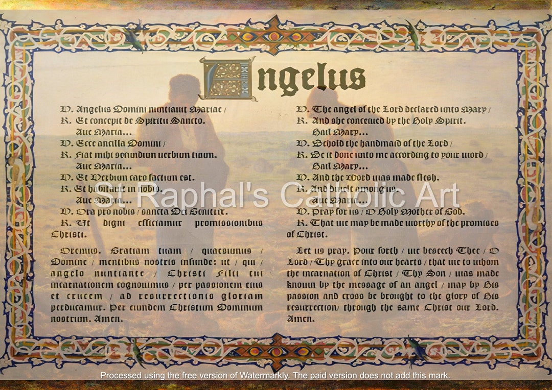 Catholic Angelus Prayer Card Traditional Latin and English - Etsy