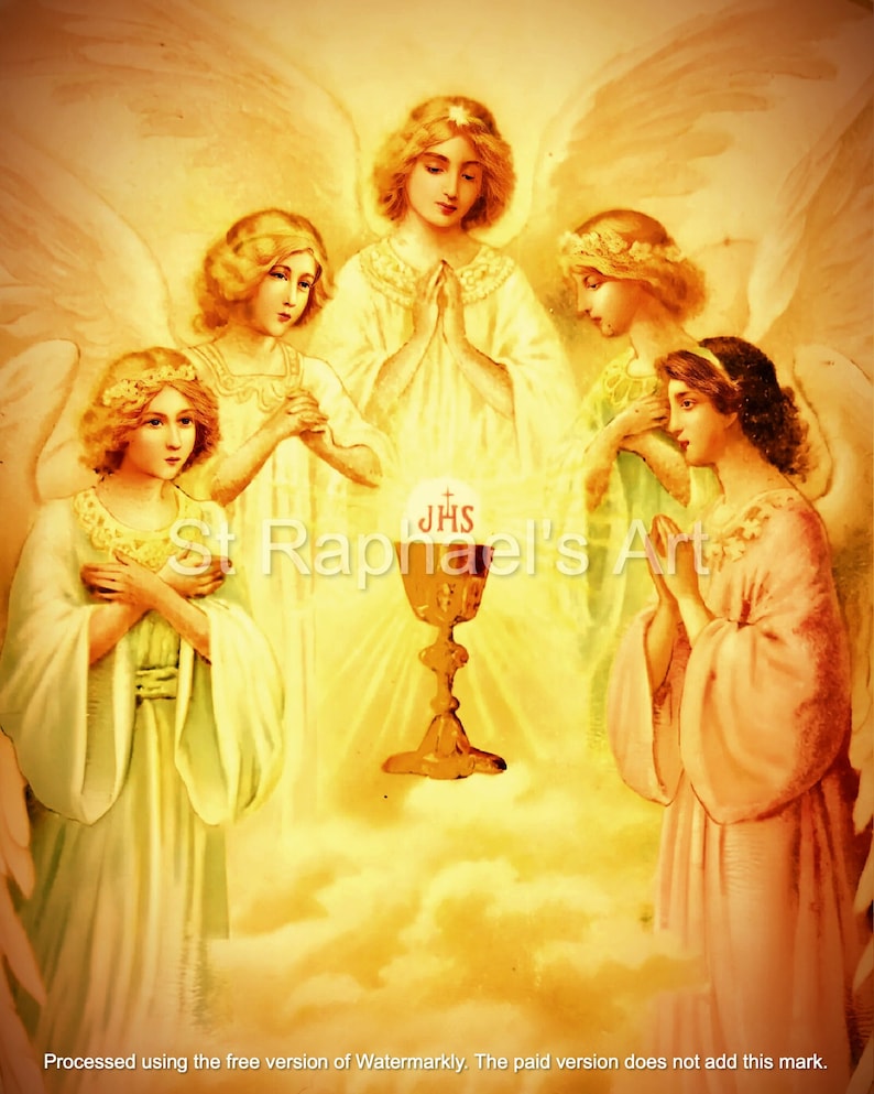 Angels Eucharistic Adoration Chalice Blessed Sacrament Holy Sacrifice ...