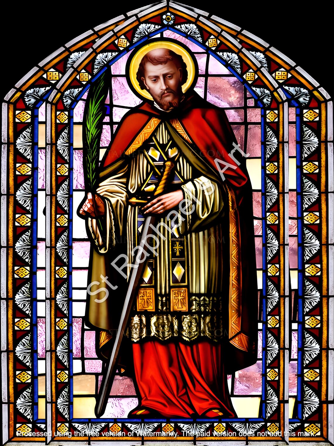 St Valentine Stained Glass Holy Picture, Catholic Art (digital ...
