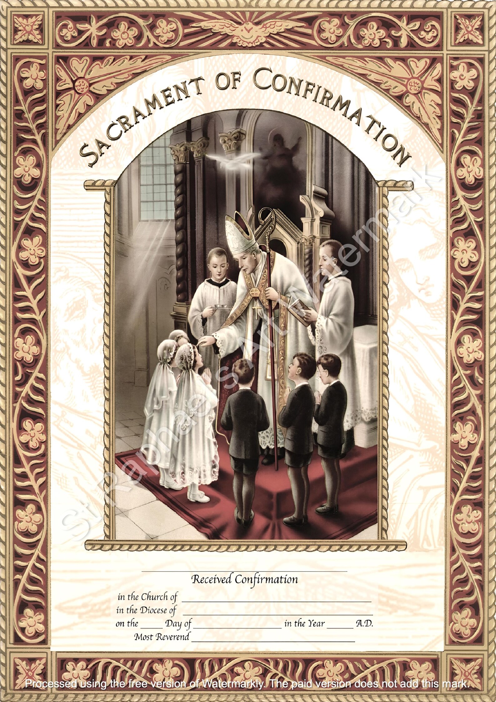 Confirmation Certificate Traditional Catholic Template for the Sacrament of the Holy Ghost - Etsy