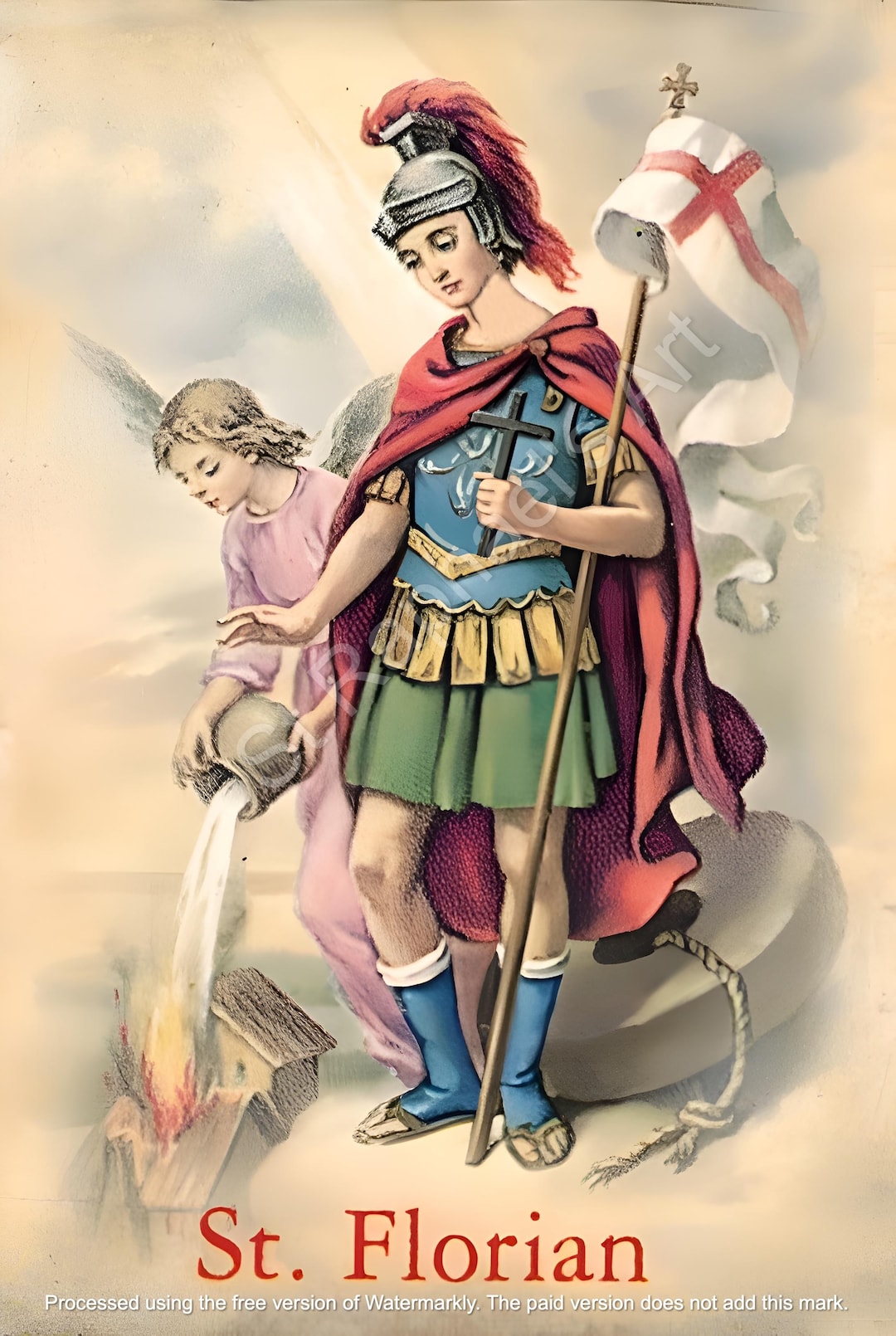 St Florian Patron Saint Firefighter Protection Holy Prayer Card ...