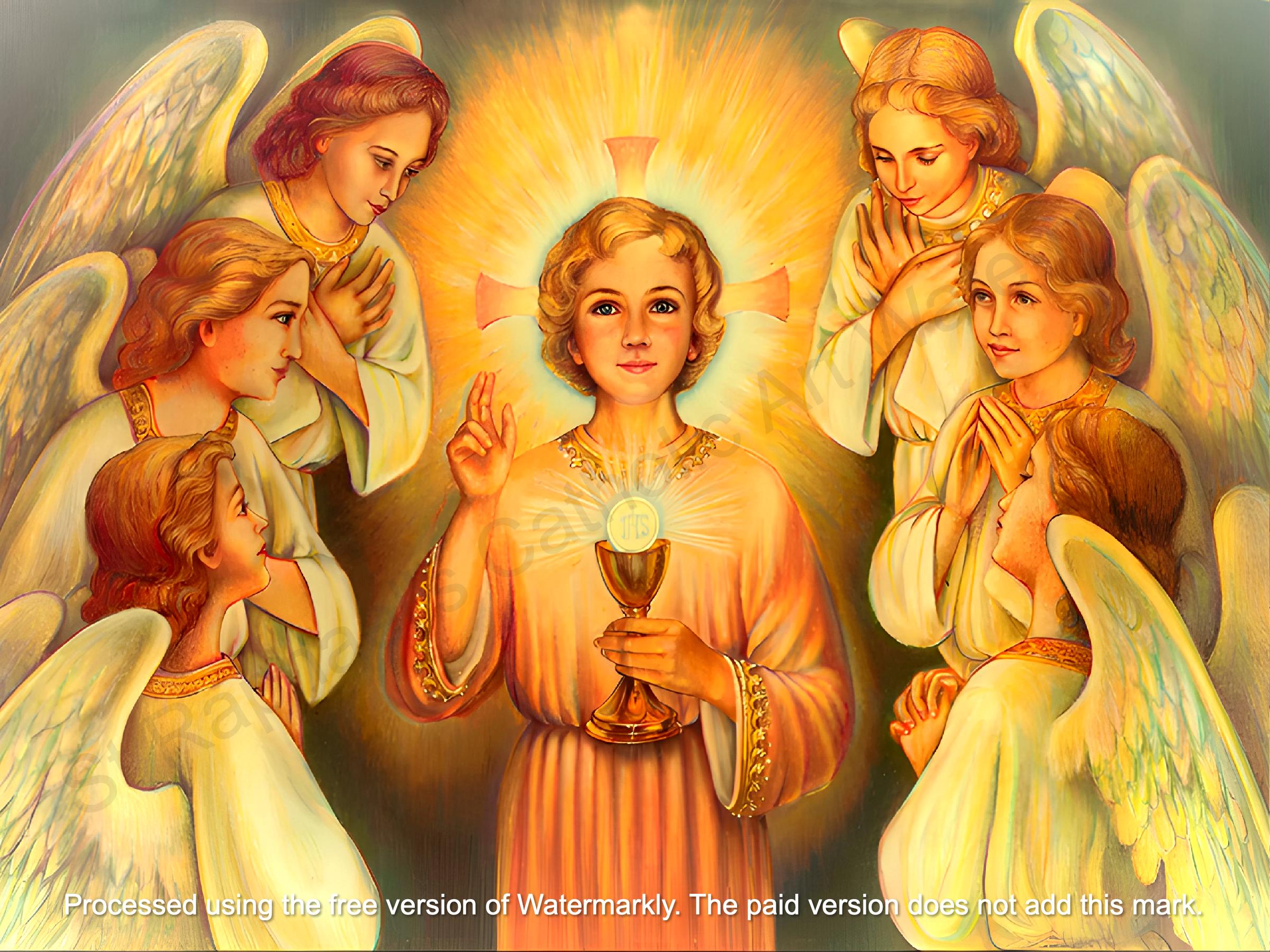 Angels Adoration Holy Communion Catholic Printable Holy Picture Digital ...