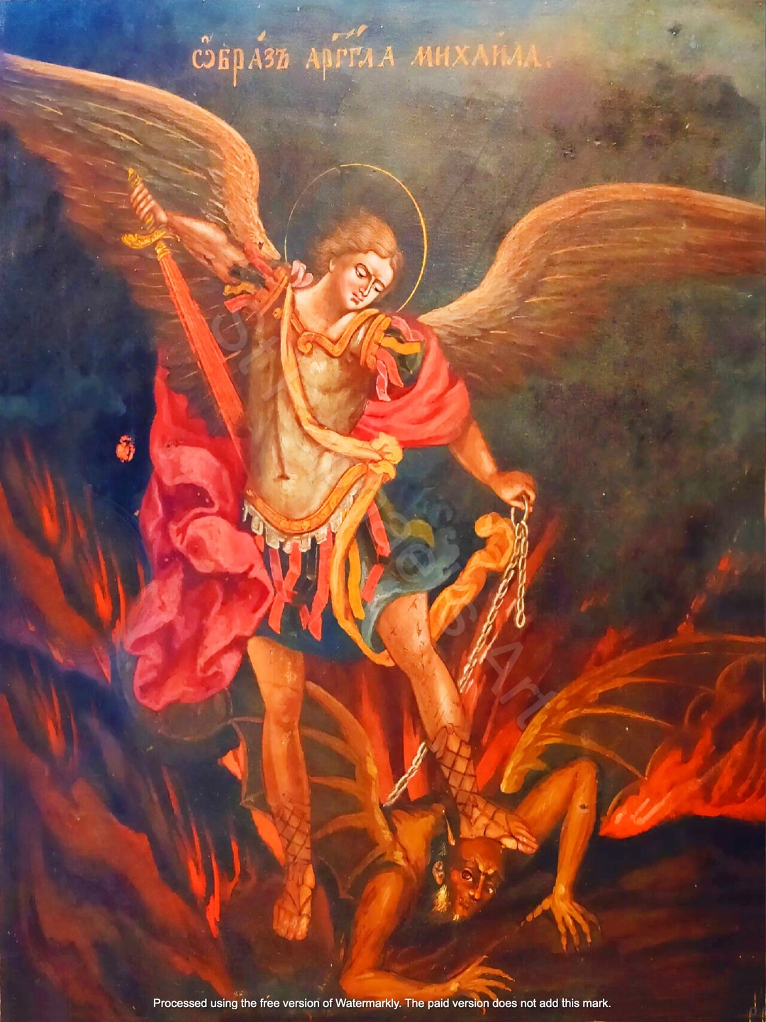 St Michael Russian Icon Defeats the Devil Orthodox Catholic ...