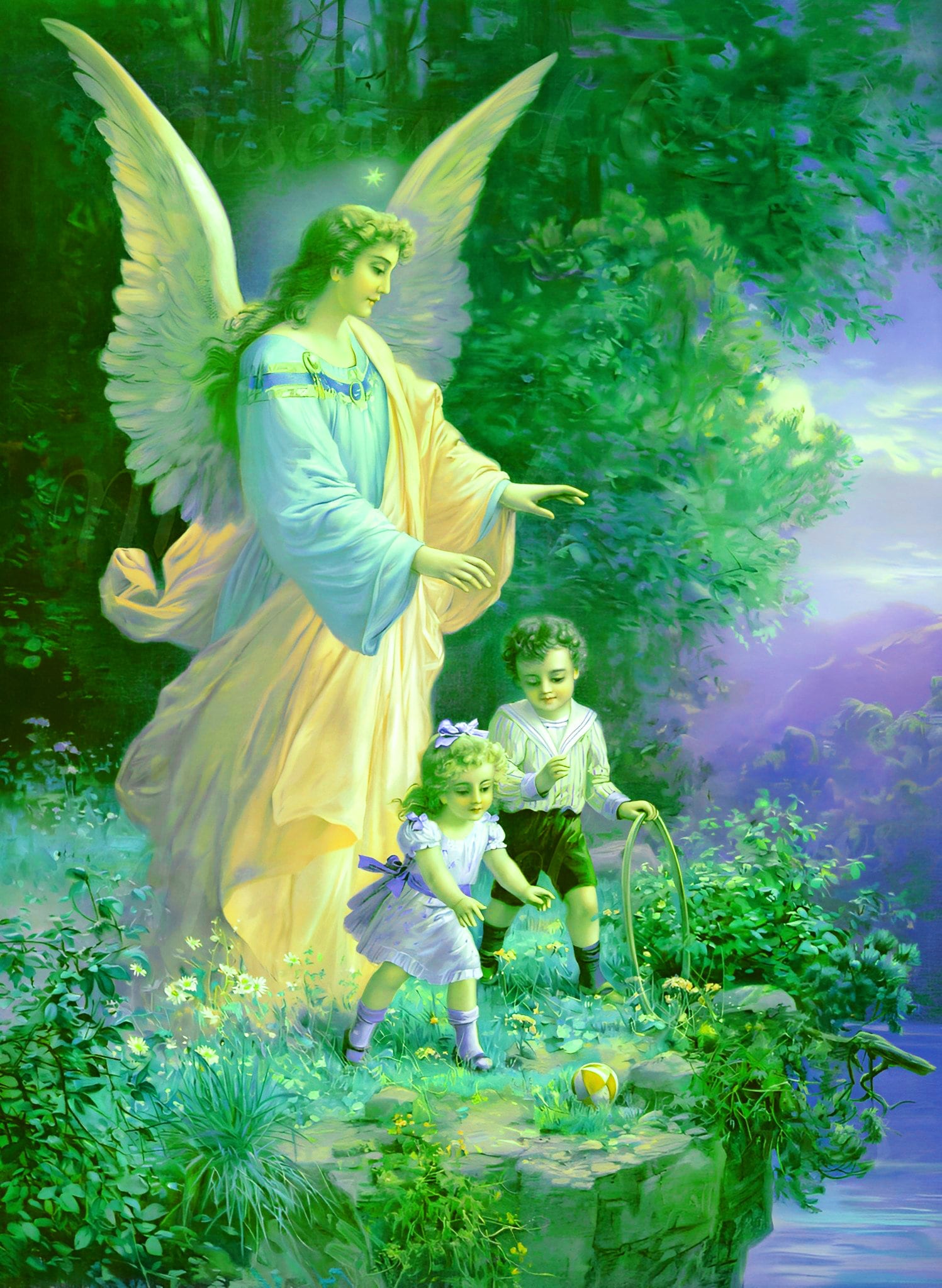 Guardian Angel Protection Children Catholic Art Stunning - Etsy