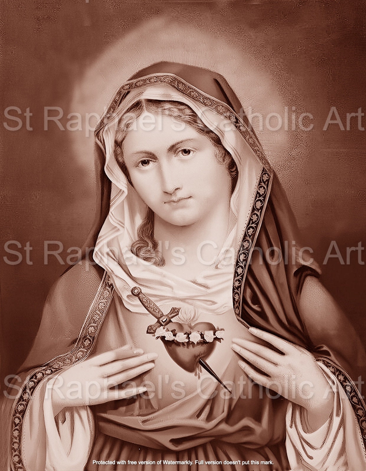 Antique Our Lady of Sorrows 19th Century Catholic Pictures Digital ...