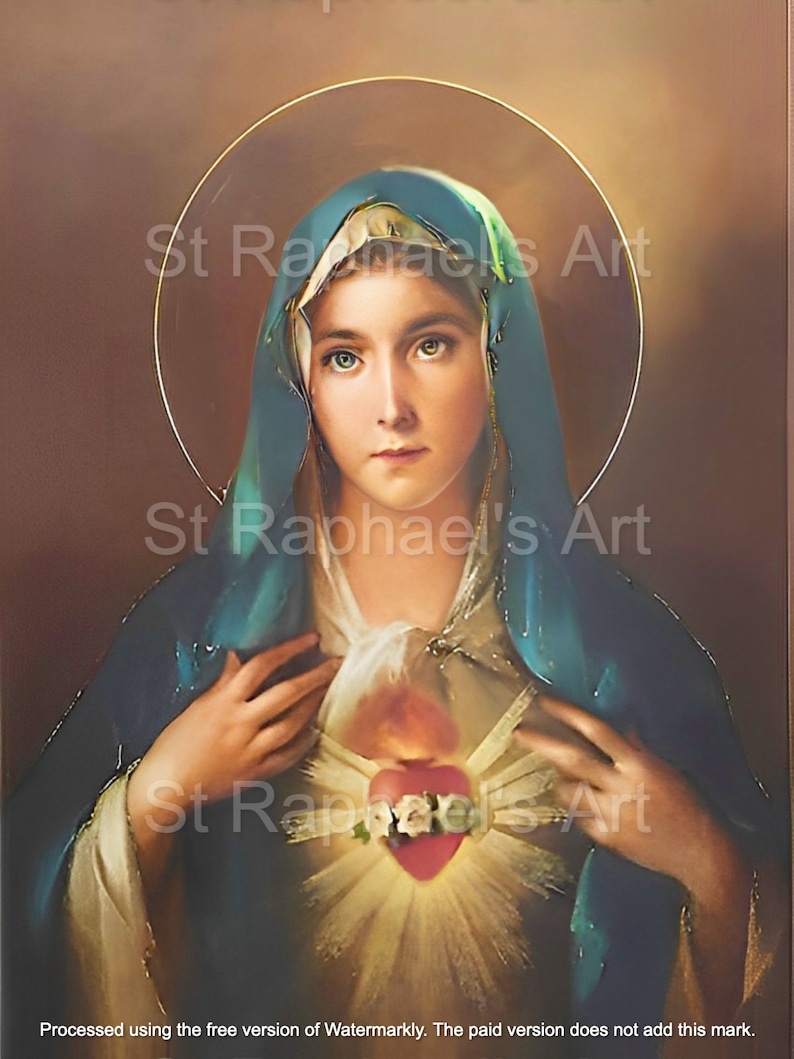 Sacred Heart of Jesus Immaculate Heart of Mary - Etsy