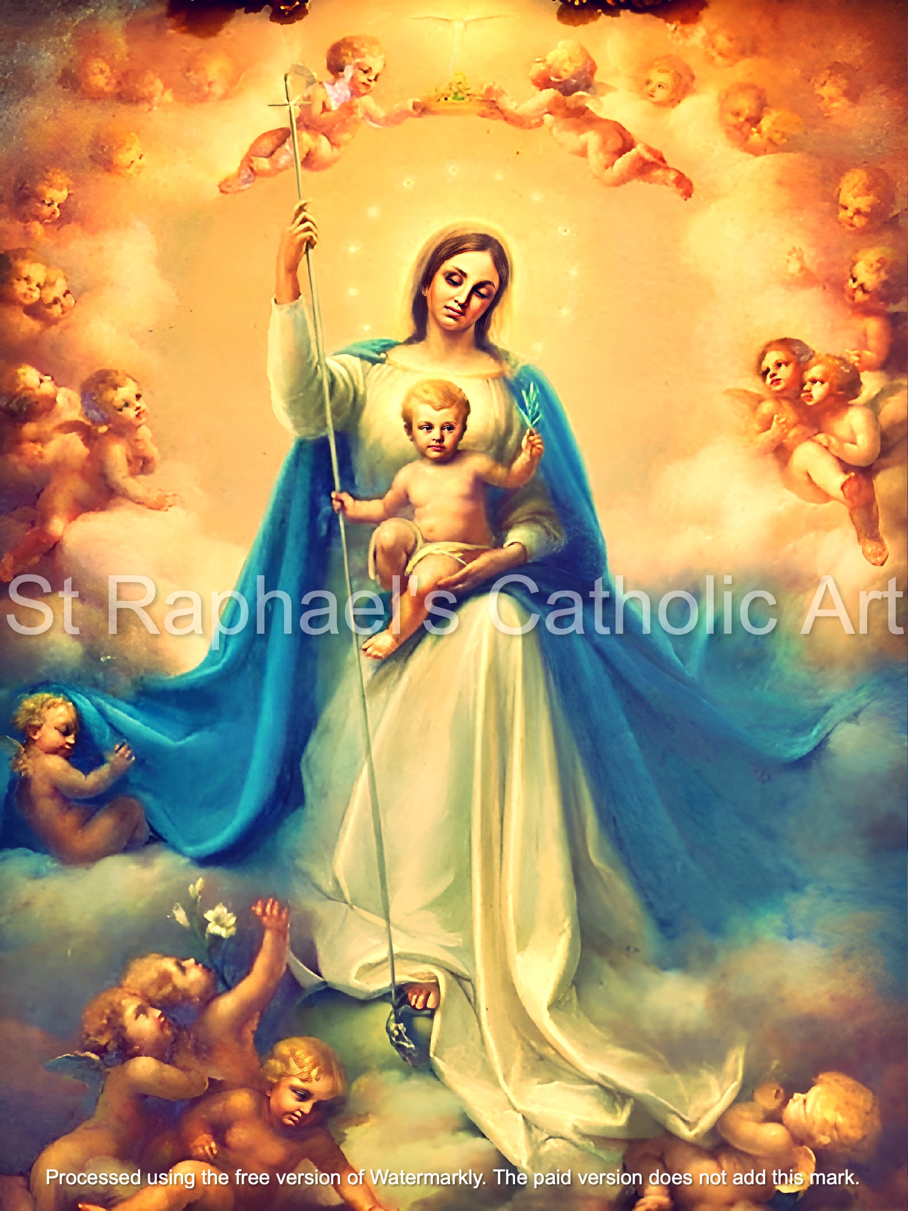 Virgin Mary Coronation Angels Queen of Heaven Jesus Our Lady Catholic ...