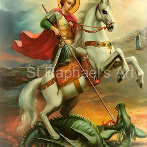 St George Holy Icon Slaying the Dragon Catholic Orthodox Christianity ...