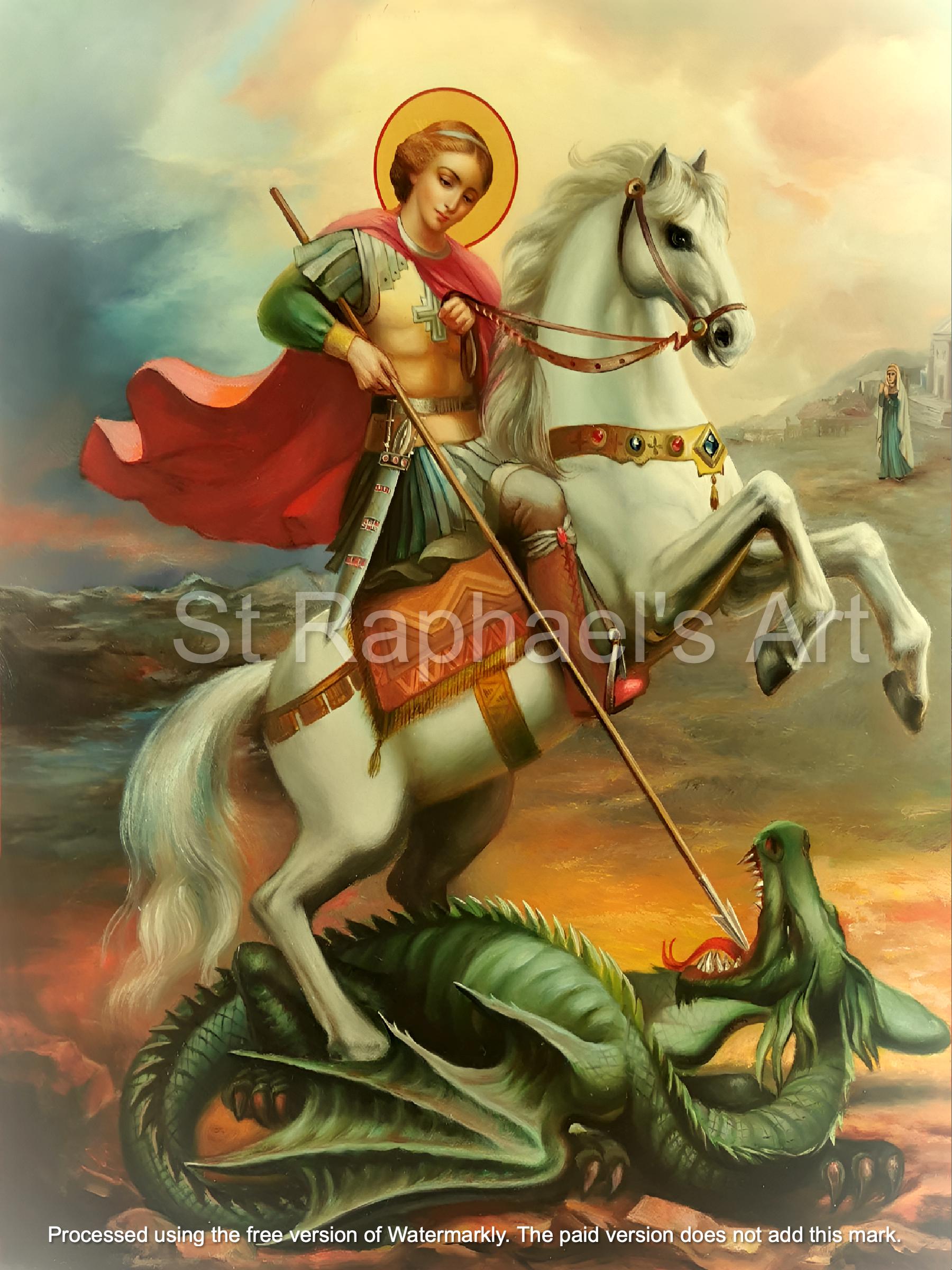 St George Holy Icon Slaying the Dragon Catholic Orthodox Christianity ...