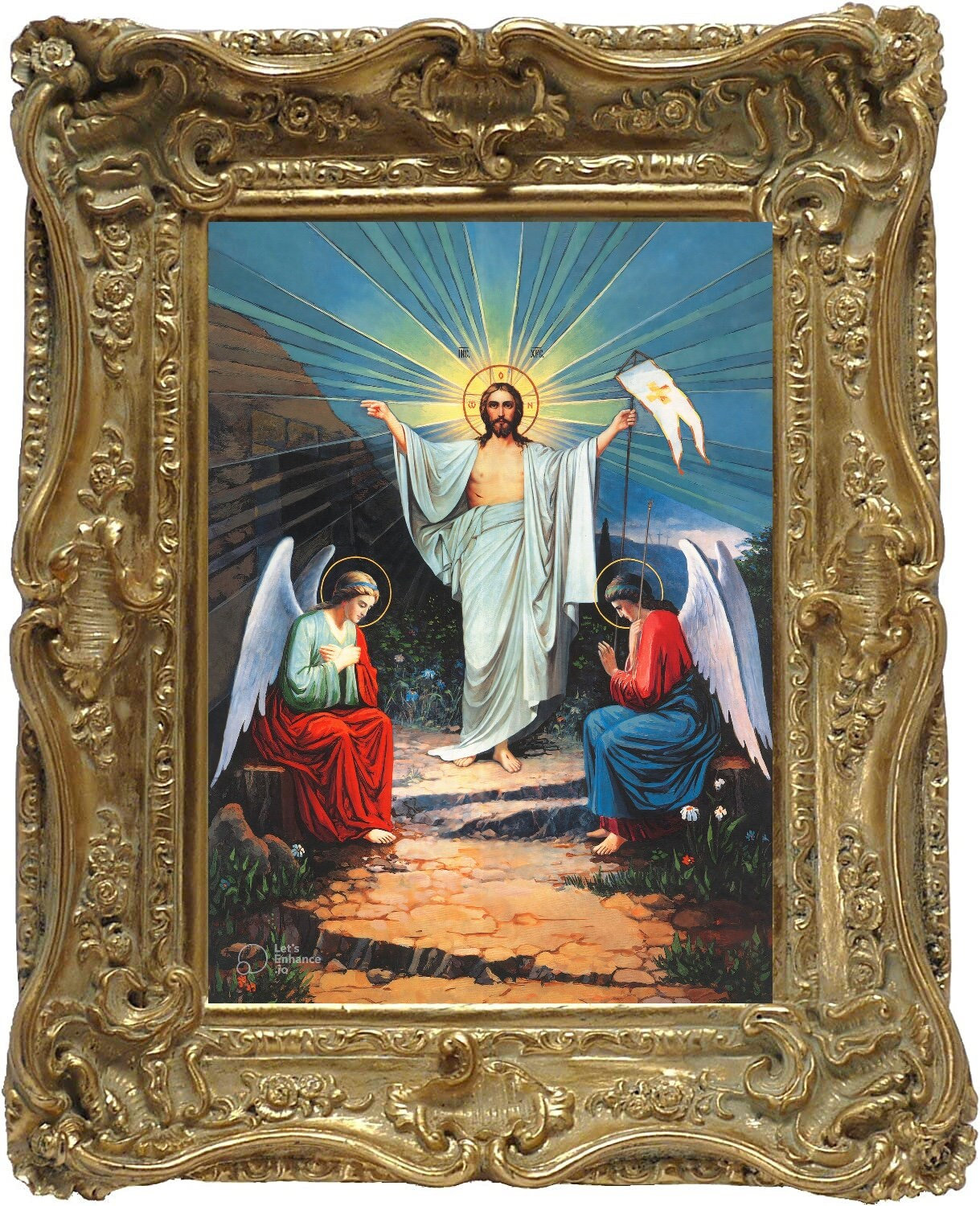 Jesus Resurrection Easter Catholic Christian Art Angels Rejoice Jesus ...