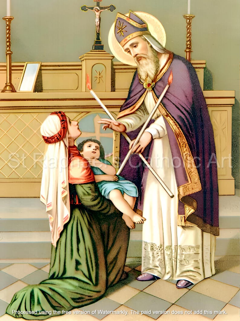 St Blaise Blessing Prayer Throats Holy Picture February 3rd Catholic ...