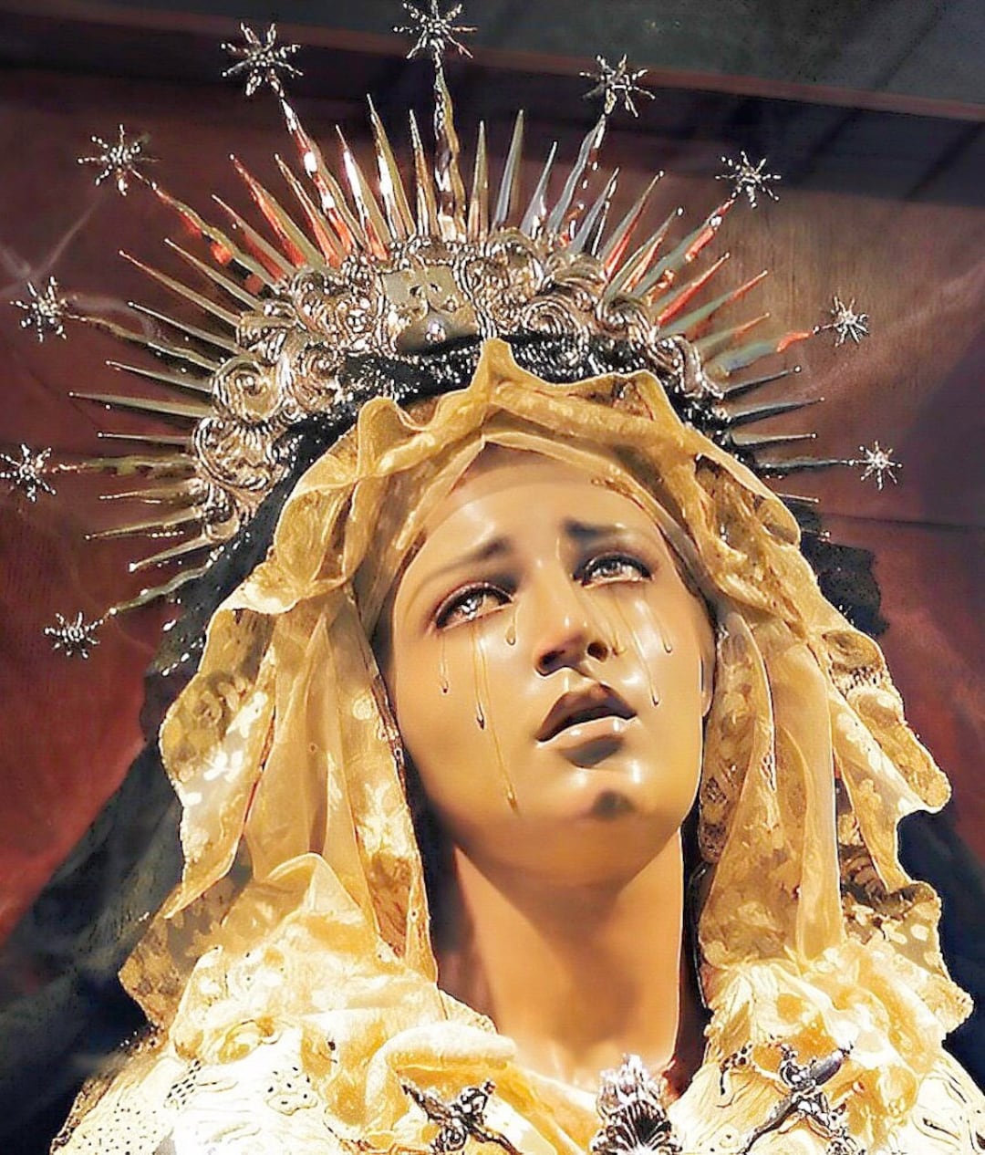 Our Lady Weeping Statue Pictures Virgin Mary Catholic - Etsy