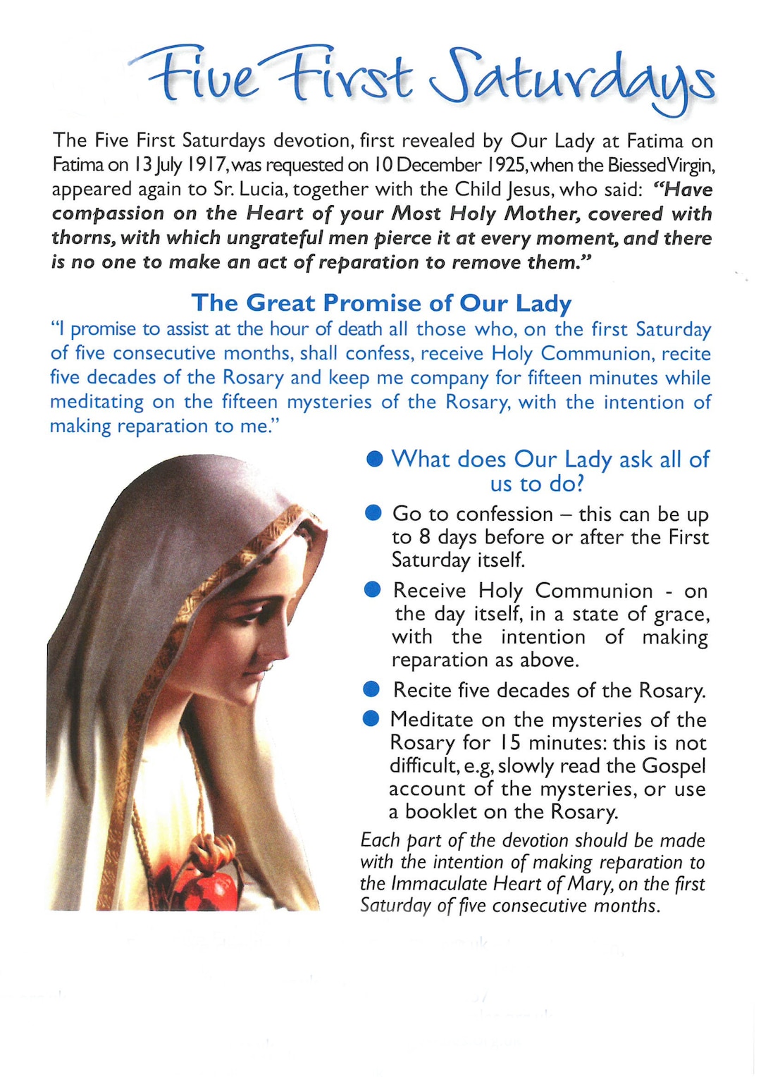 Holy Rosary Meditations 15 Mysteries Devotion 5 First Saturdays ...