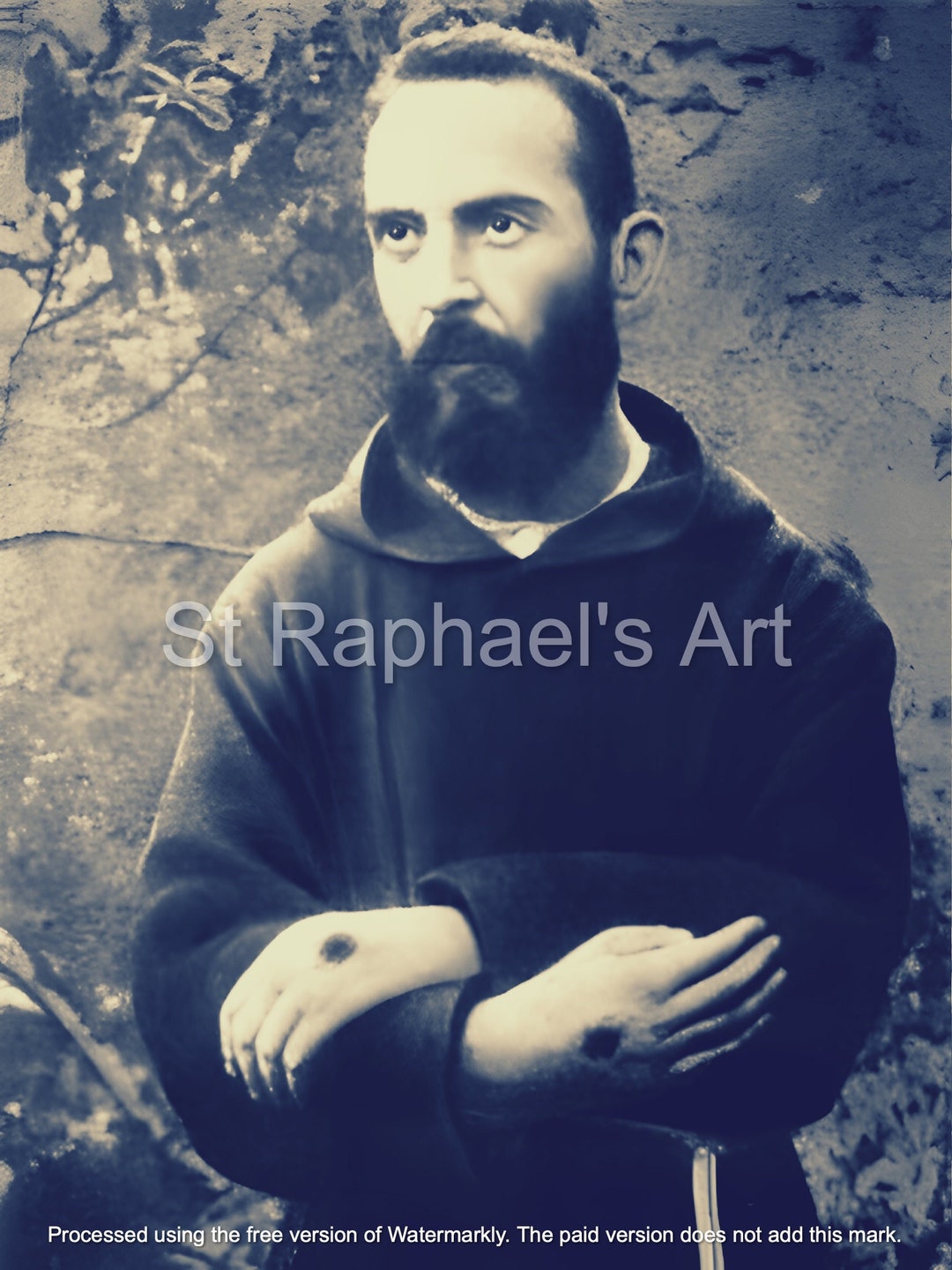 Padre Pio Rare Young Stigmata Catholic Priest and Saint Italy Digital ...
