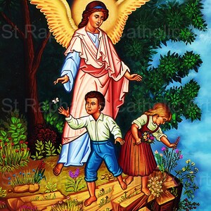 Catholic Guardian Angel Protection Children Art Digital Downloads ...