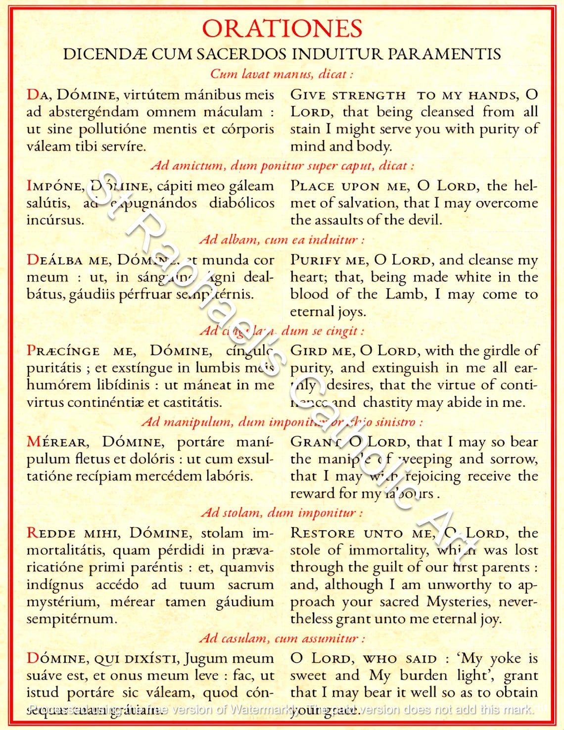 Latin Mass Prayers Before Mass Vesting Cards Traditional Latin Mass Pre ...
