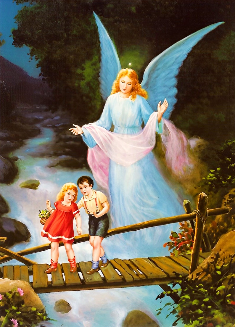 Guardian Angel Watching Over Children Catholic Art Protection Digital ...