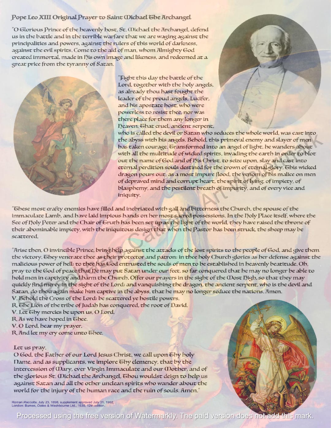St Michael Prayer, Pope Leo XIII Exorcism, Catholic Printable (digital ...
