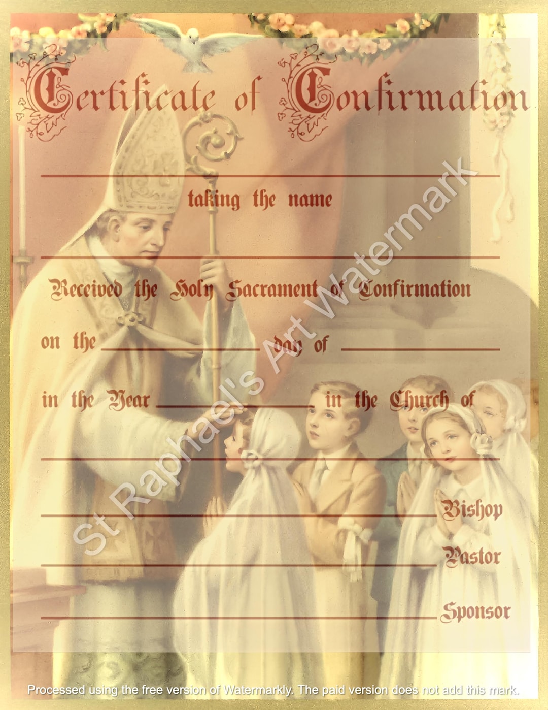 Confirmation Certificate Template Traditional Catholic Latin Mass Sacrament Digital Downloads - Etsy
