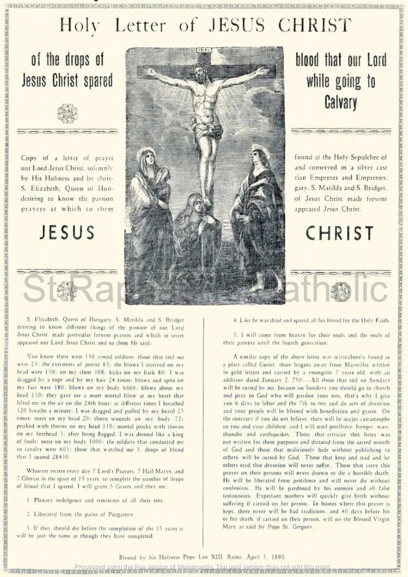 Catholic Our Lord and Saviour Jesus Christ True Letter Digital ...