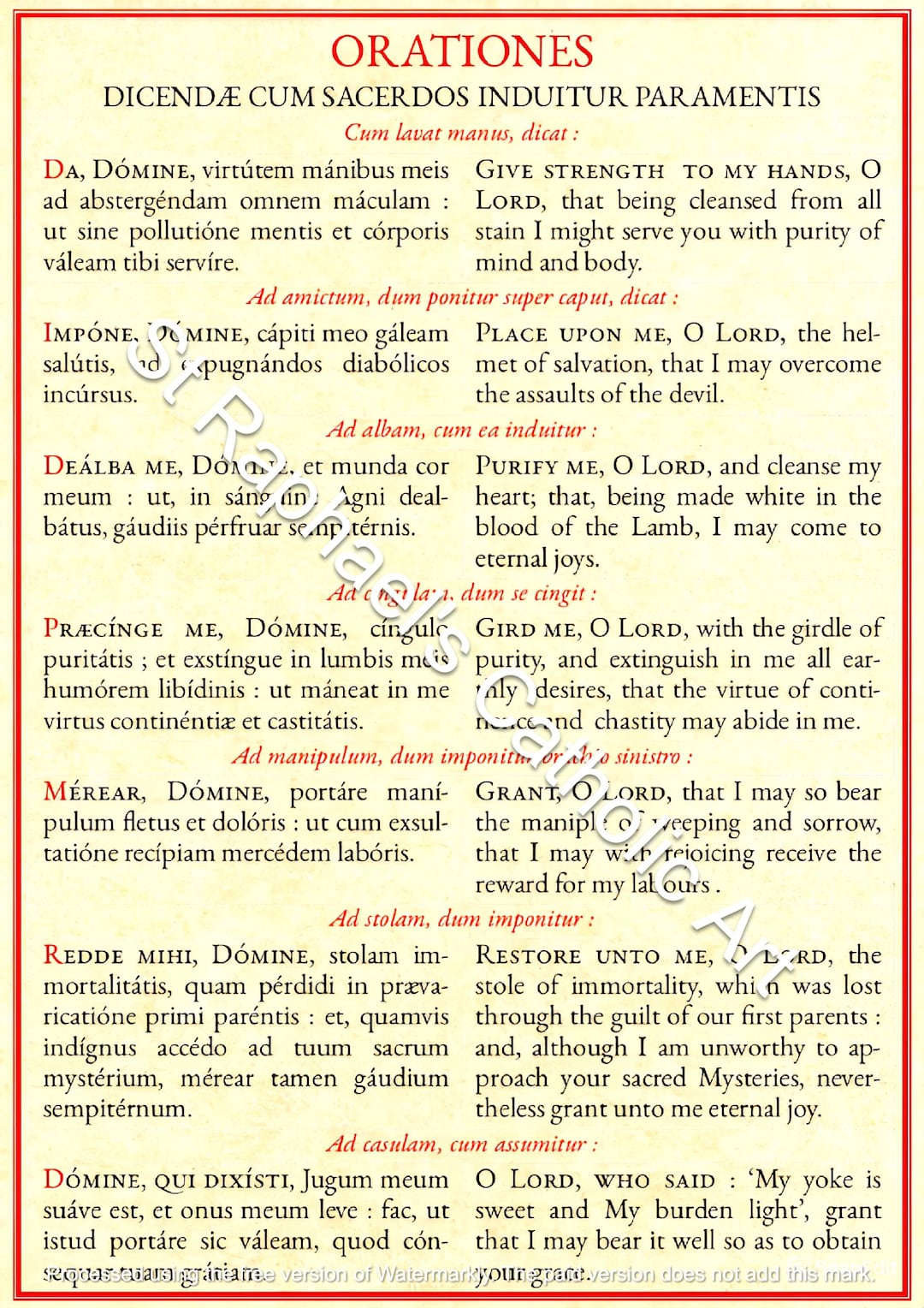 Latin Mass Prayers Before Mass Vesting Cards Traditional Latin Mass Pre ...