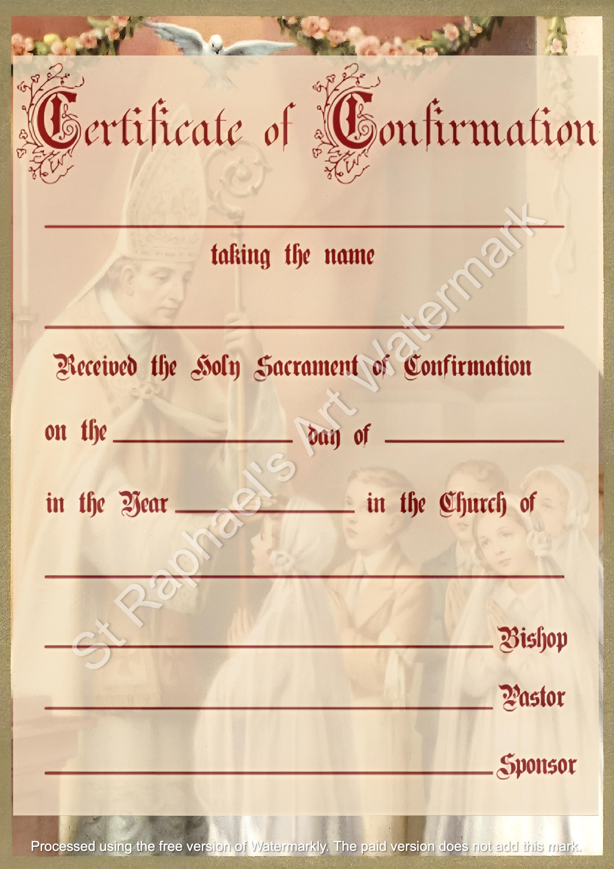 Confirmation Certificate Template Traditional Catholic Latin Mass ...