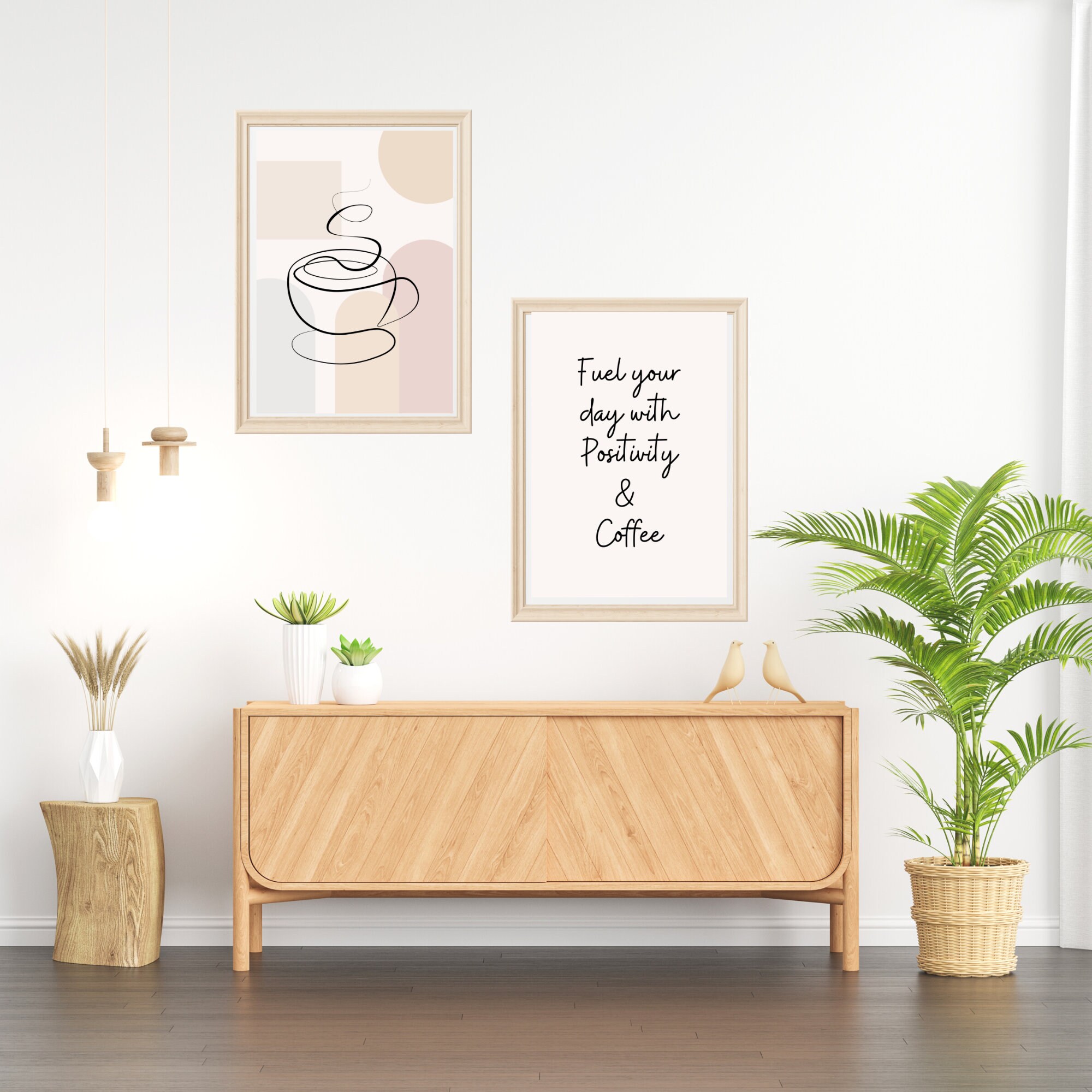 Bohemian Boho Coffee Set of Two Printable Wall Art With Motivational ...
