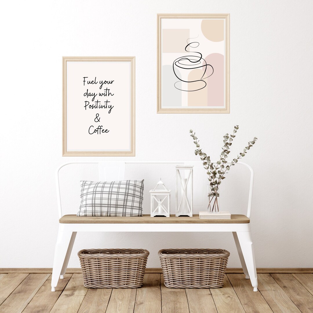 Bohemian Boho Coffee Set of Two Printable Wall Art With Motivational ...