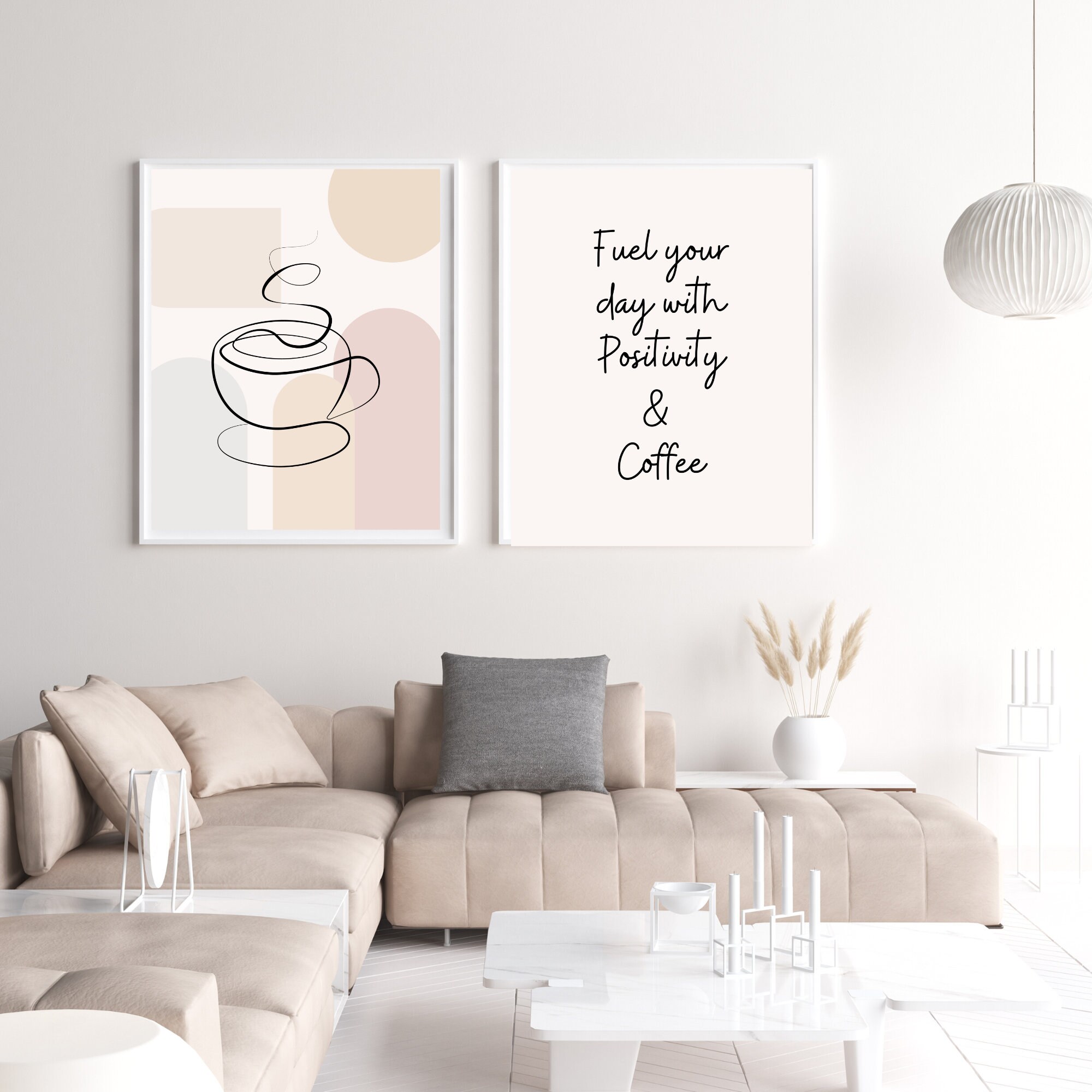 Bohemian Boho Coffee Set of Two Printable Wall Art With Motivational ...